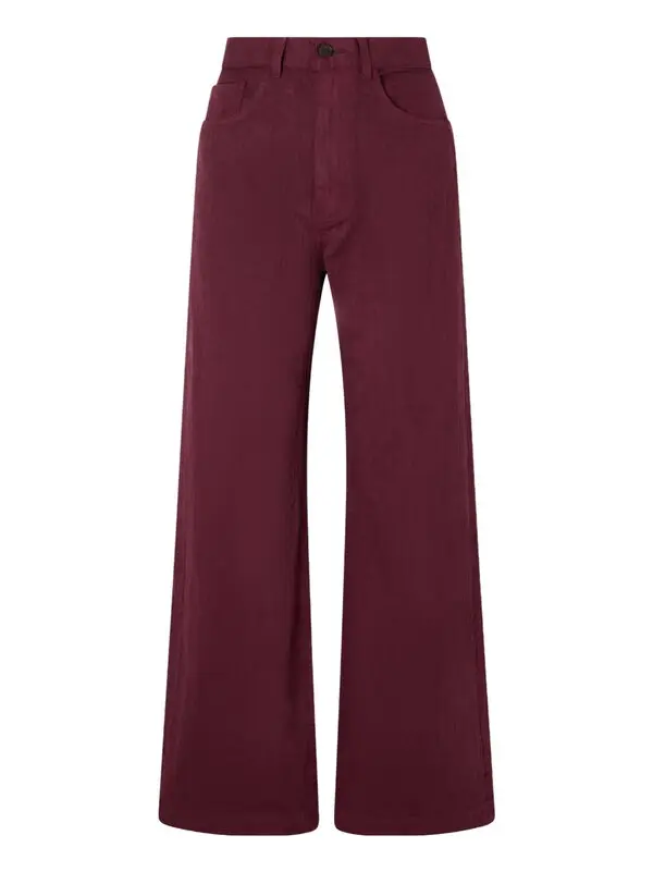 THE ELDER STATESMAN Herringbone Cotton Wide-leg Pants - Wine Red