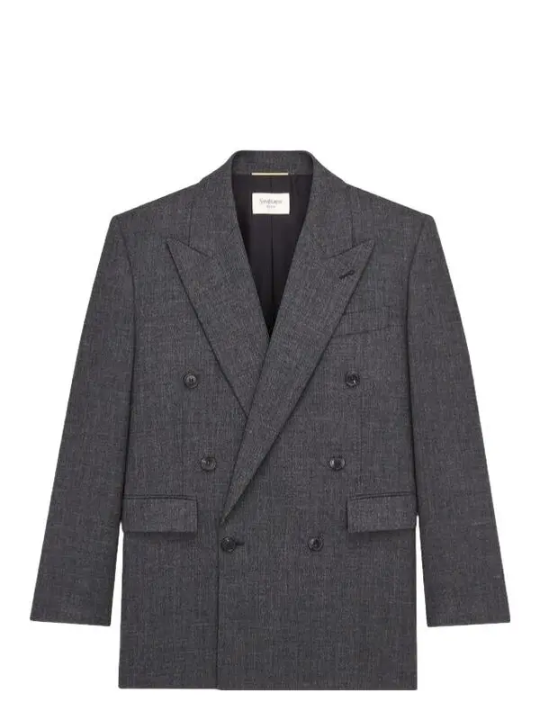 Saint Laurent Long Sleeve Double-breasted Blazer - Black