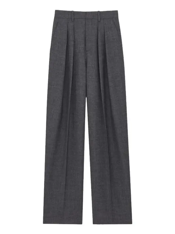 Saint Laurent Wool Wide Leg Pants - Black