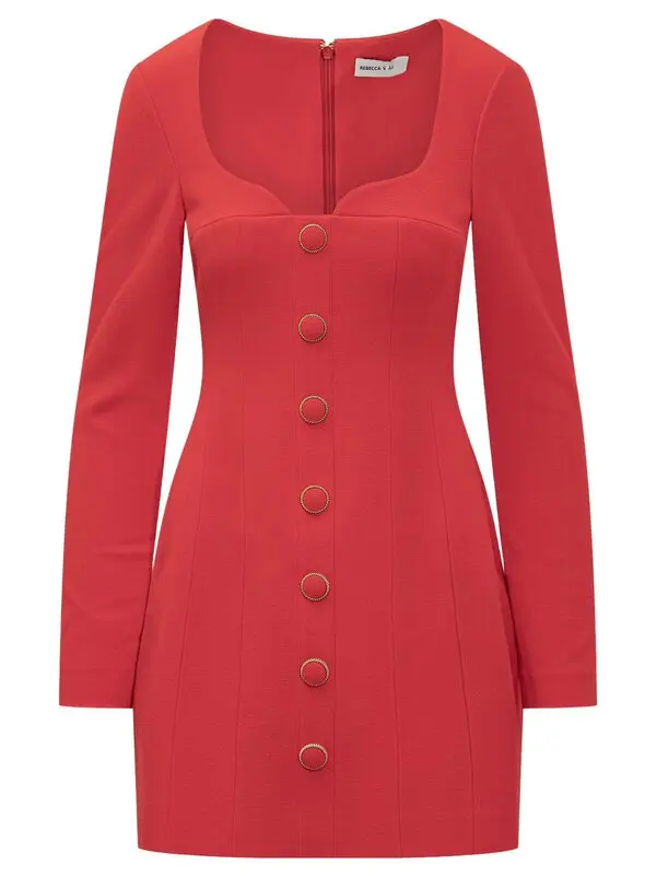 Rebecca Vallance Cameron Buttoned Mini Dress - Red