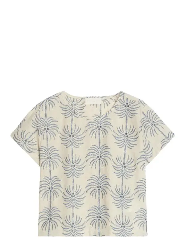 IBLUES Embroidered Palm Print Blouse - Off White