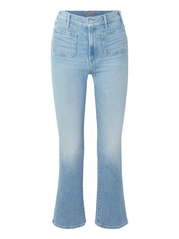 MOTHER Hustler High-waisted Flared Jeans With Patch Pockets - Light Denim Blue