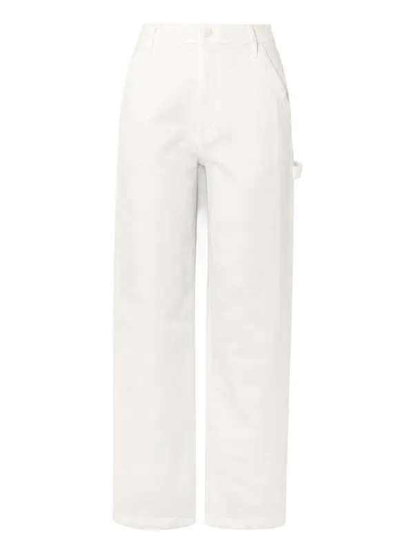 MOTHER High-waisted Straight Leg Jeans With Tonal Studs - White