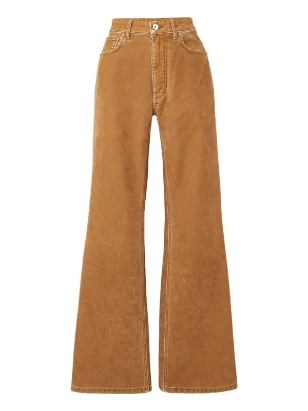 Rabanne Contrast Stitching High-waisted Flared Trousers - Camel