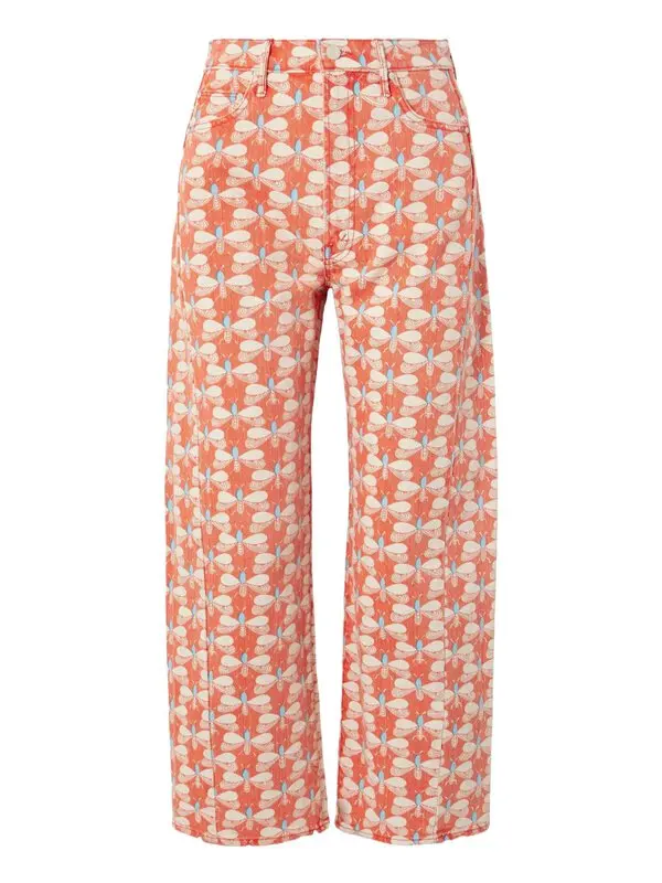 MOTHER Printed High-waisted Wide-leg Jeans - Nude