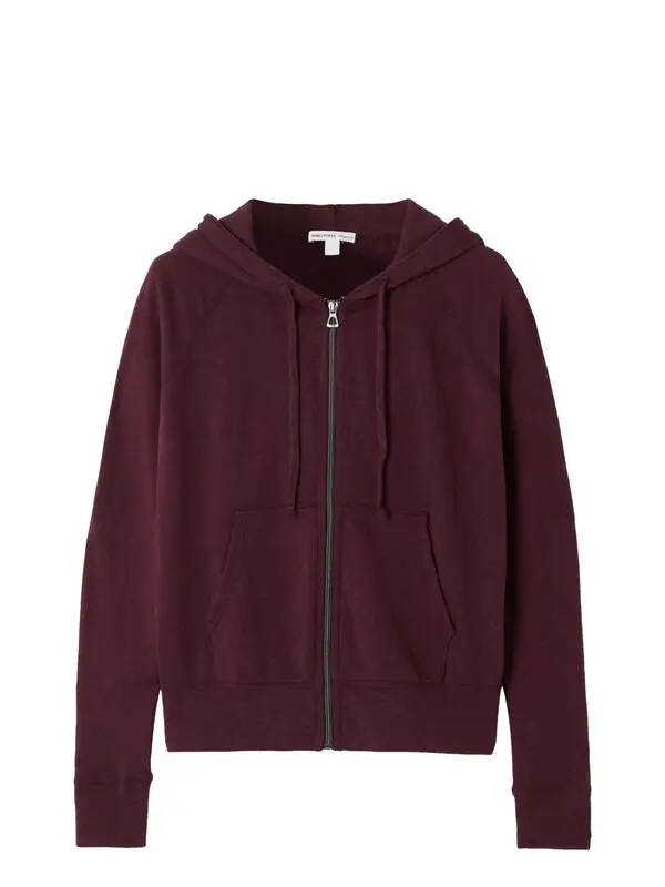 JAMES PERSE Zip Up Hooded Sweatshirt Jacket - Burgundy