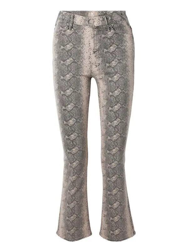 MOTHER The Hustler Snakeskin Flared Jeans - Gray