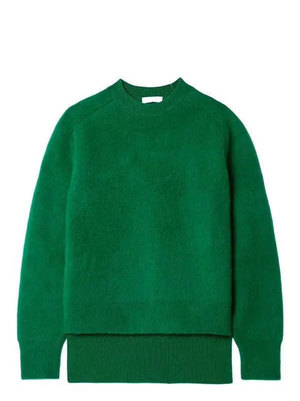 Rabanne Brushed Wool Sweater With Silver Chain Detail - Green