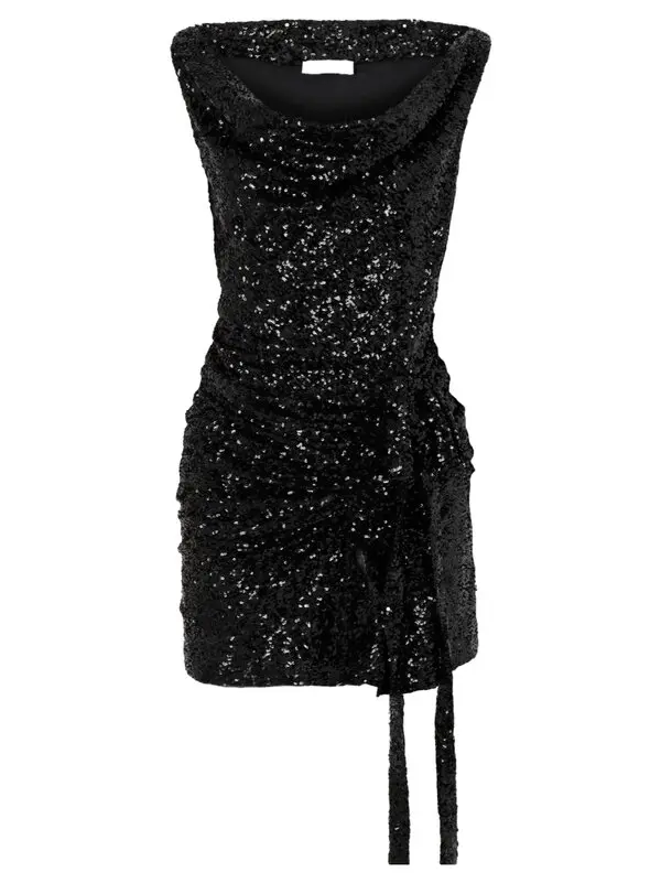 Rabanne Sequin Mini Dress With Bow Detail - Black
