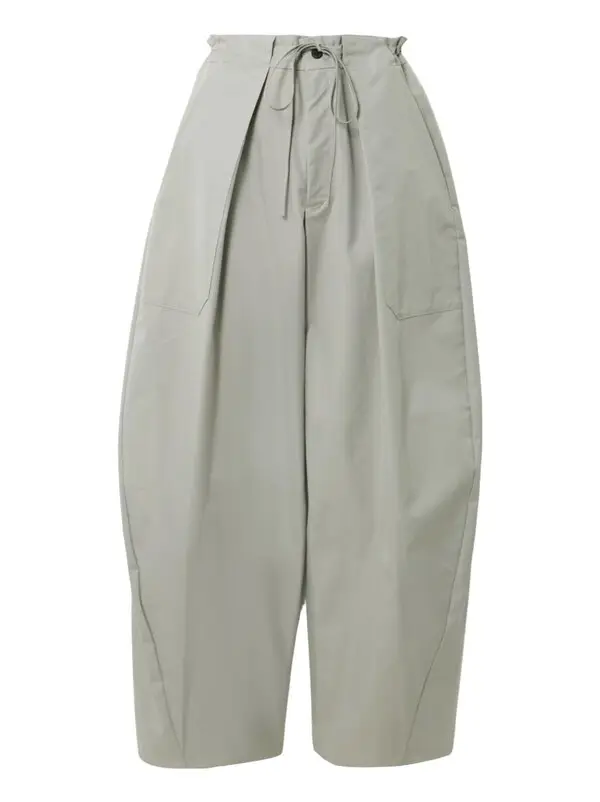 KALLMEYER Pleated Cotton-blend Twill Wide-leg Trousers - Grey