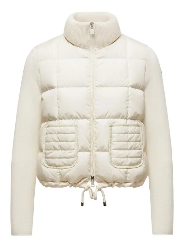 Moncler Quilted Wool Zip-up Cardigan - White