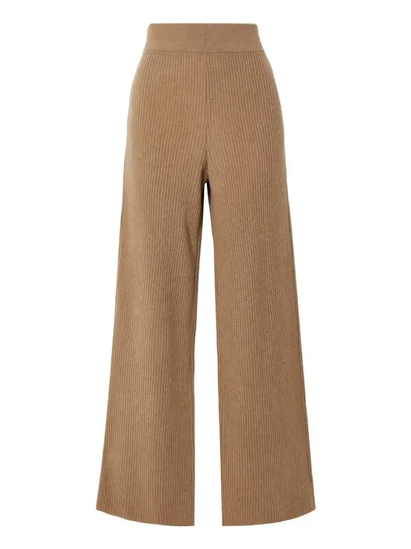Le Kasha Ribbed Wide-leg Trousers - Brown