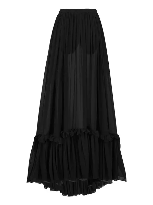 Saint Laurent Ruffled Maxi Skirt - Black