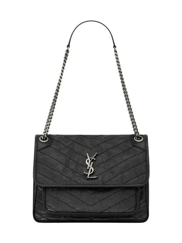 Saint Laurent Niki Medium Vintage Leather Shoulder Bag - Black