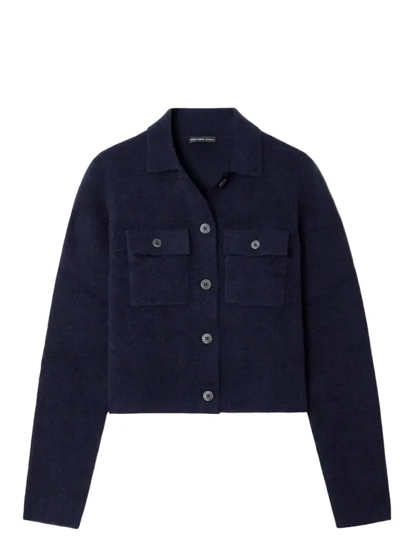 JAMES PERSE Wool Blend Knit Cardigan - Navy Blue