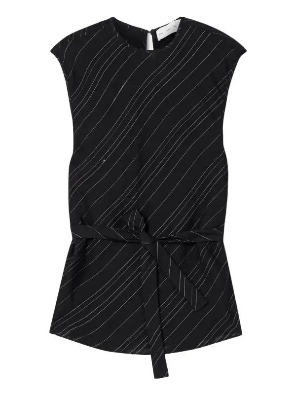 Proenza Schouler Striped Belted Tulle Top - Black