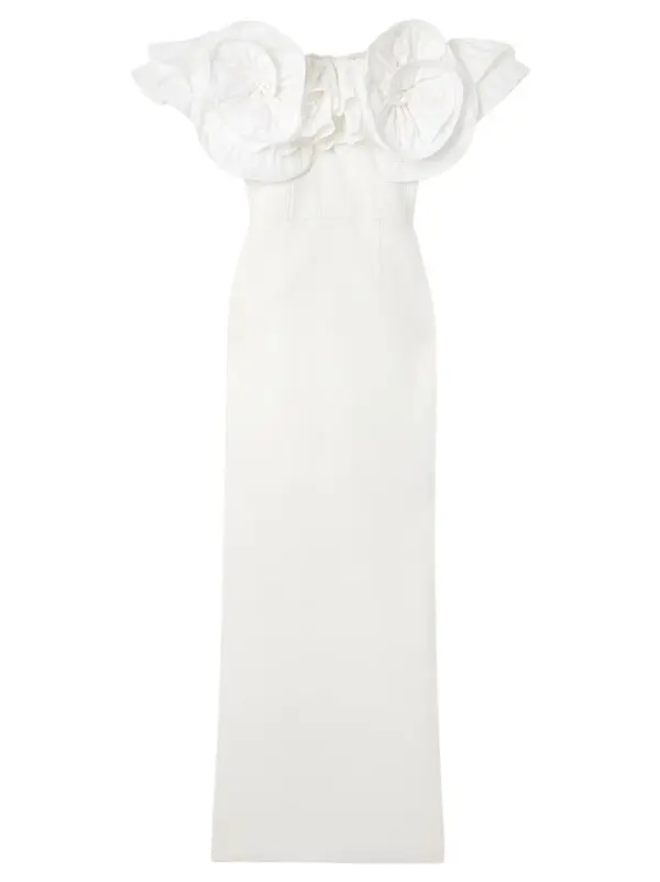 Rebecca Vallance Tessa Ruffled Off-the-shoulder Gown - Ivory