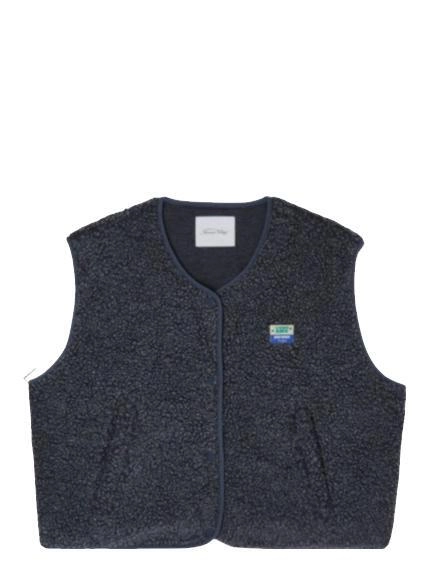 American Vintage Sleeveless Vest With Snap-button Fastening And Pockets - Black