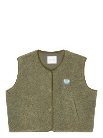 American Vintage Sleeveless Vest With Snap Fastening - Green