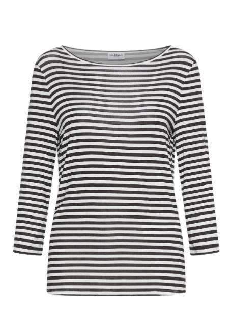 Marella Striped Jersey Boatneck T-shirt - Off White