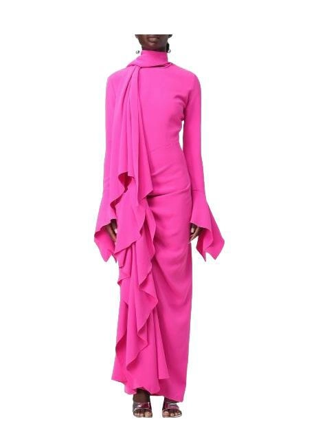 Solace Long-sleeved Ruffled Maxi Dress - Pink