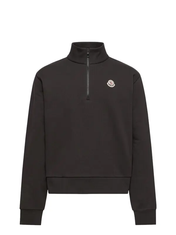 Moncler Logo Cotton Zip-up Sweatshirt - Black