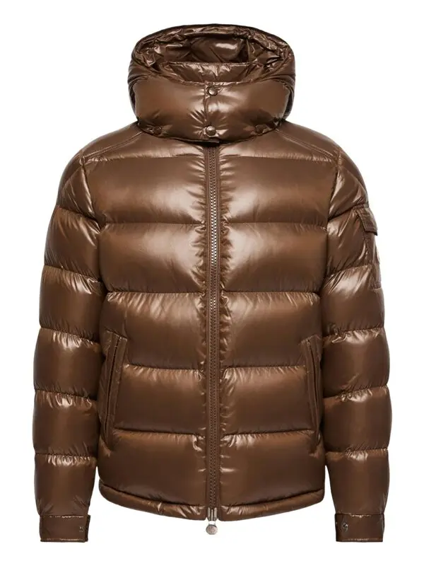 Moncler Maya Hooded Short Down Jacket - Brown