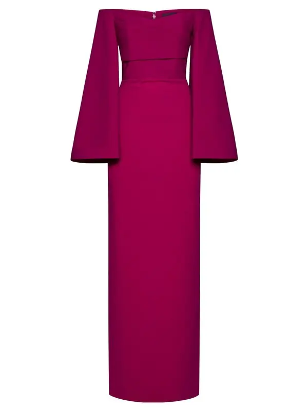 Solace Strapless Dress With Flared Sleeves And Corset Detail - Red