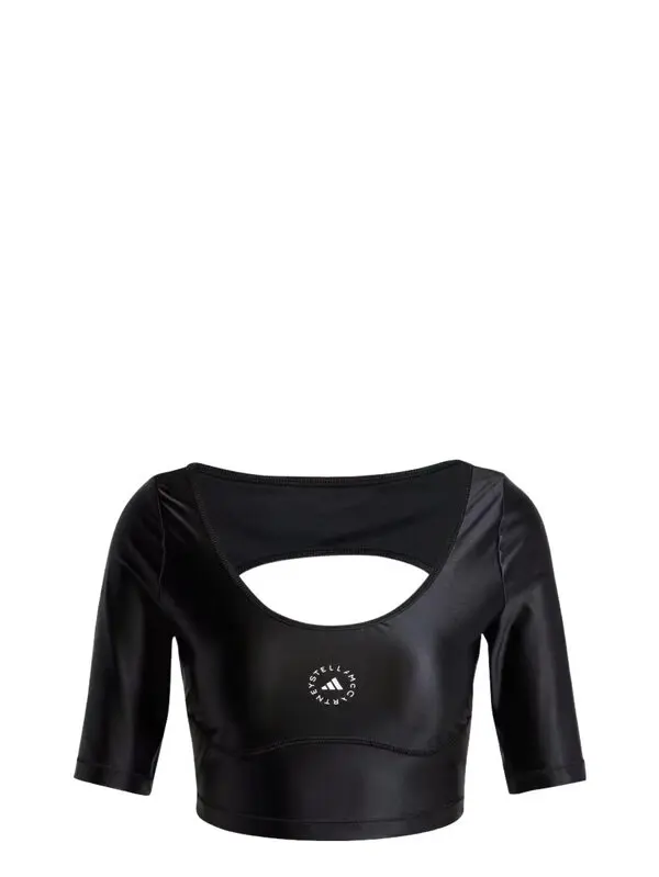 Adidas By Stella McCartney Cropped Top With Logo Detail - Black