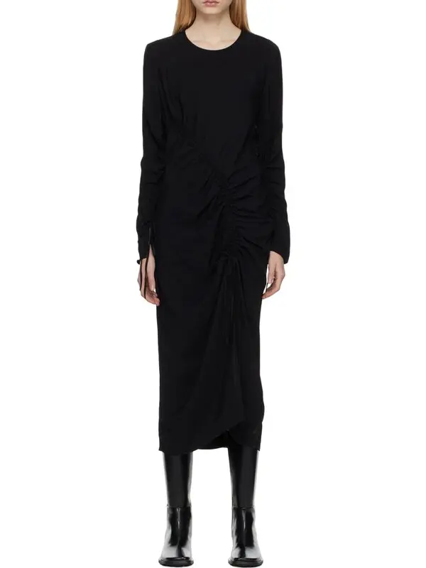 HOLZWEILER Long-sleeve Gathered Dress - Black