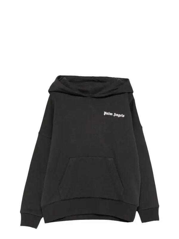 Palm Angels Long Sleeve Hooded Sweatshirt - Black