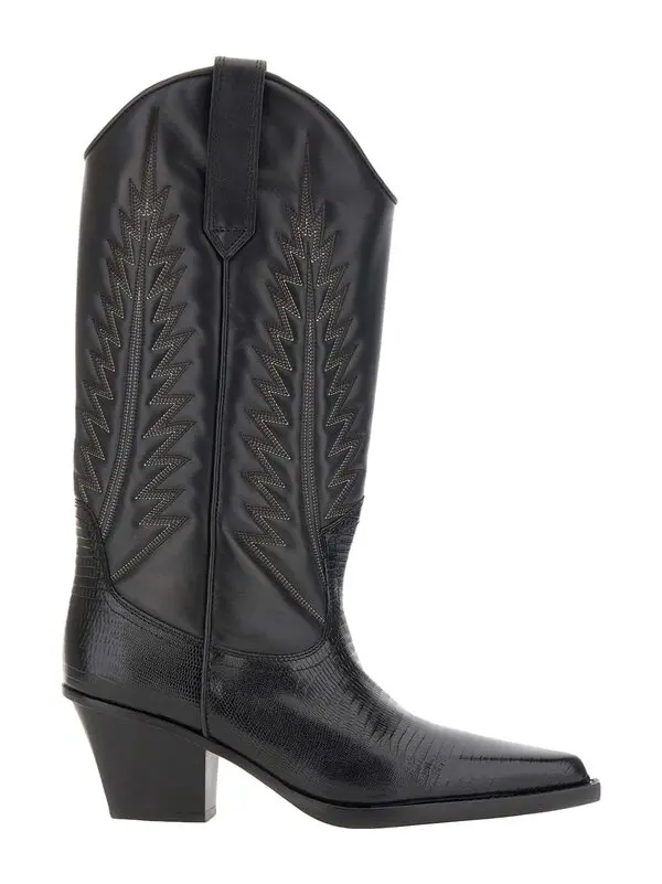 Paris Texas Rosario 60mm Lizard-effect Boots - Black