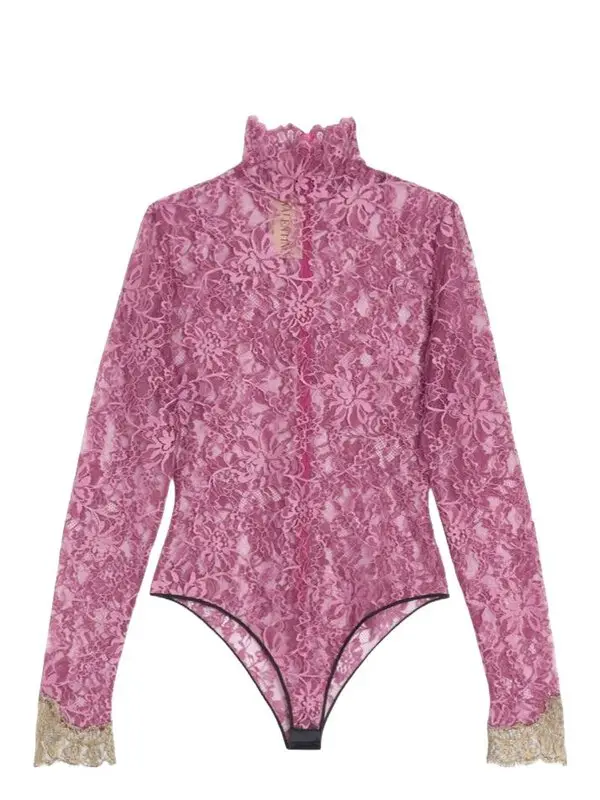 Valentino Garavani Lace High Neck Bodysuit - Pink
