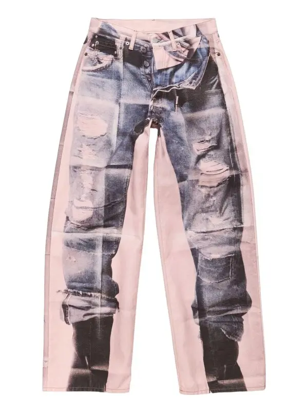 Acne Studios 1981 Trompe-l'œil Print Jeans - Pink/blue