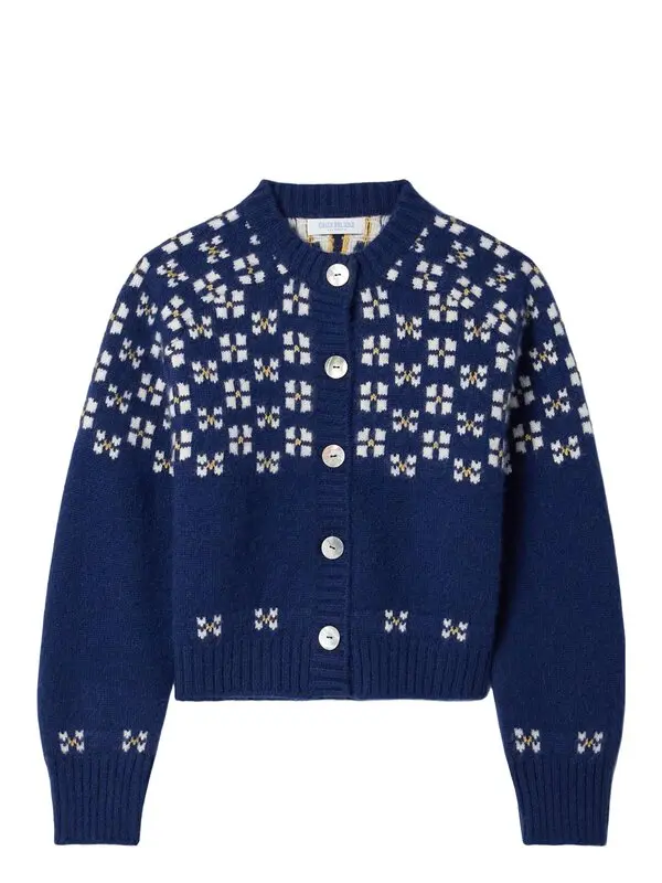Calle Del Mar Long-sleeved Knitted Shirt With Patterned Design And Button Closure - Blue