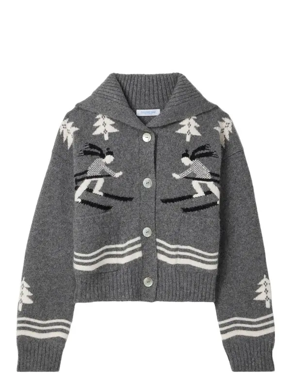 Calle Del Mar Intarsia-knit Cashmere Cardigan - Black