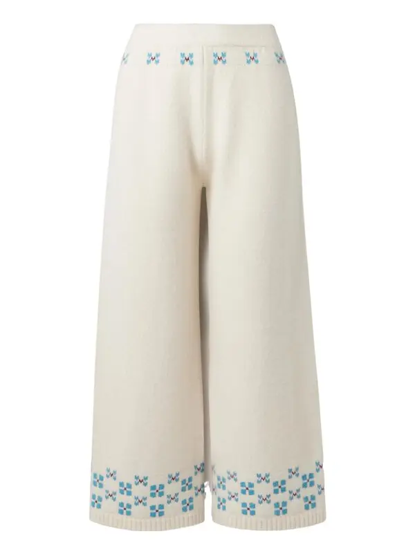 Calle Del Mar Wide-leg Printed Casual Pants - White