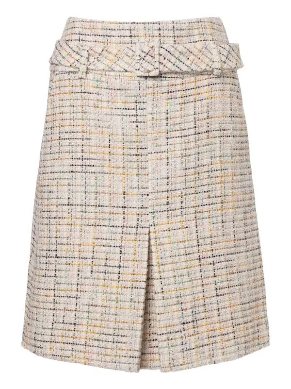 SHUSHU/TONG Belted Checked Cotton-blend Miniskirt - Multicoloured