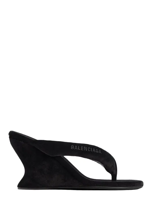 Balenciaga Gaeta Wedge Thong Sandals - Black