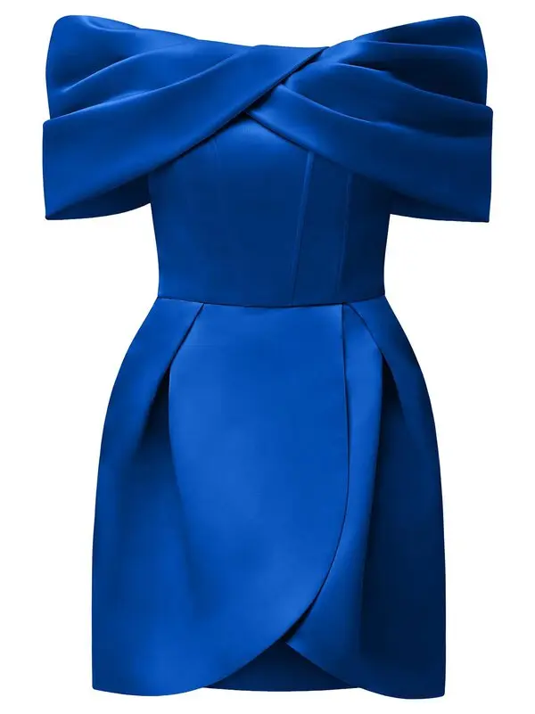 TIA DORRAINE Off-shoulder Mini Dress - Blue