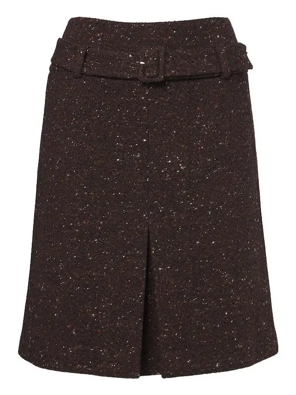 SHUSHU/TONG Belted Wool-blend Miniskirt - Brown