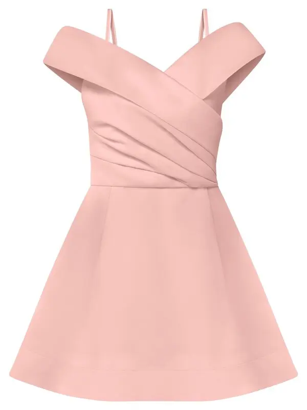 TIA DORRAINE Flared Satin Mini Dress - Pink