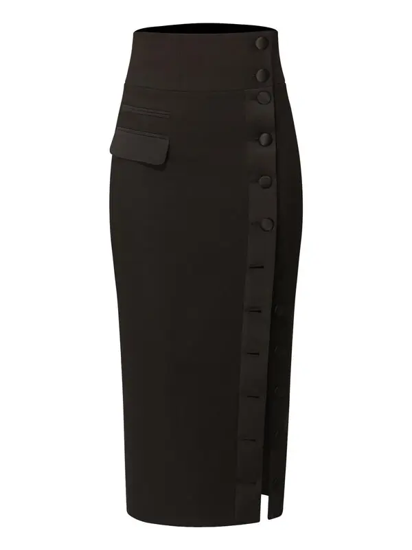 TIA DORRAINE Femme Fatale Midi Skirt - Black