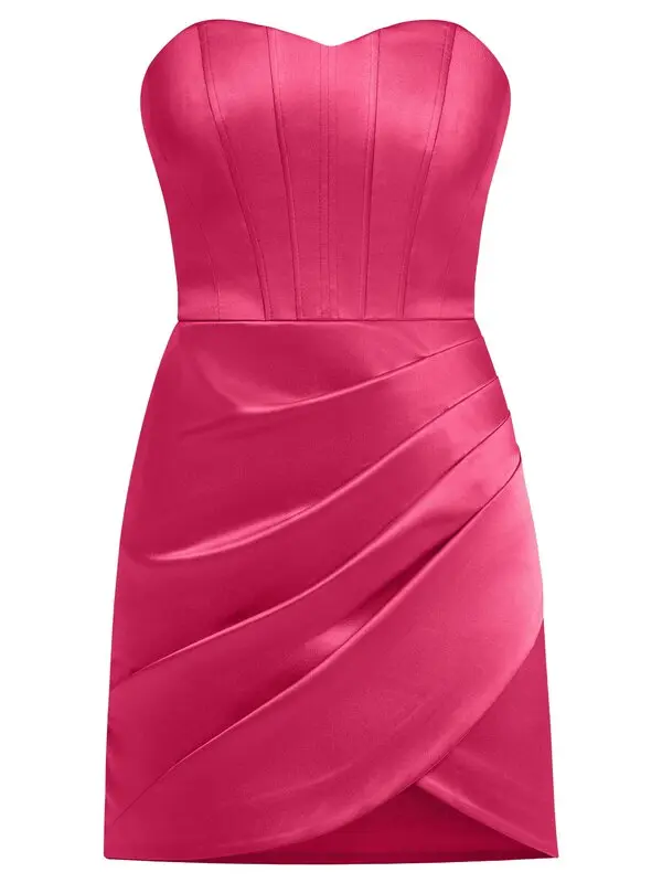 TIA DORRAINE Satin Corset Mini Dress - Pink
