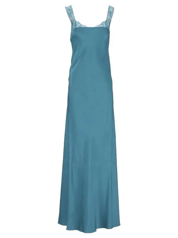 FORTE_FORTE Long Jade Satin Lace Dress - Green