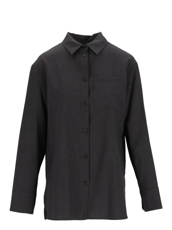 Max Mara S Wool Canvas Shirt - Gray
