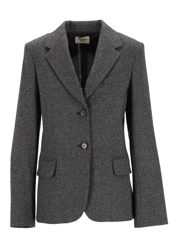 Max Mara Single-breasted Blazer In Jacquard Jersey - Gray