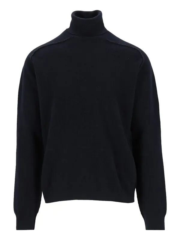 MAISON MARGIELA High Neck Virgin Wool Sweater - Blue