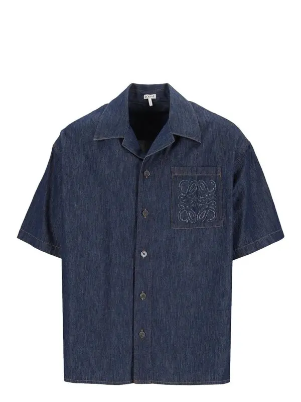 Loewe Short-sleeved Shirt In Cotton - Blue