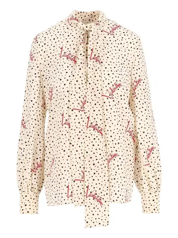 Valentino Garavani Plus Depois Bubble Crepe De Chine Shirt With Integrated Scarf - White
